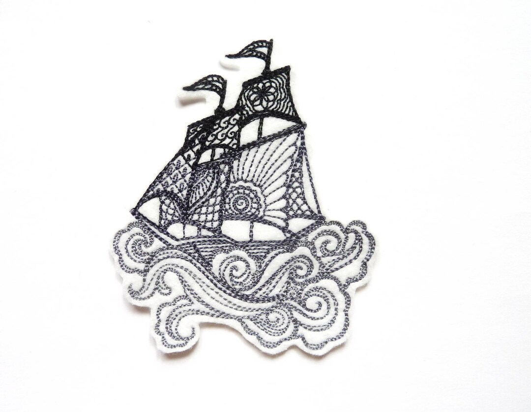 Sailboat Crest Iron-on Embroidery Patch - Etsy