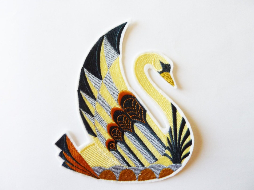 Large Art Nouveau Swan Badge, Iron-on Patch - Etsy