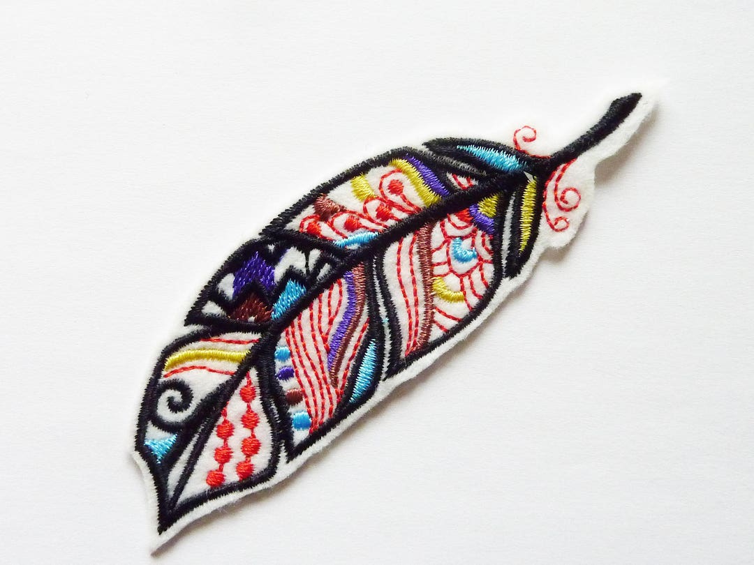 Blackwork Feather 2 Colors, Crest, Patch, Iron-on Embroidery - Etsy