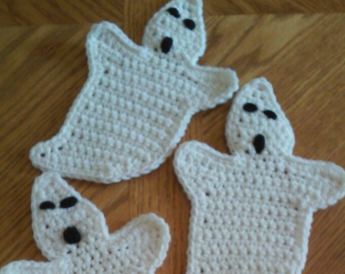 Set of Four Spooky Ghost Coasters, Halloween Coasters, Halloween Decor ...