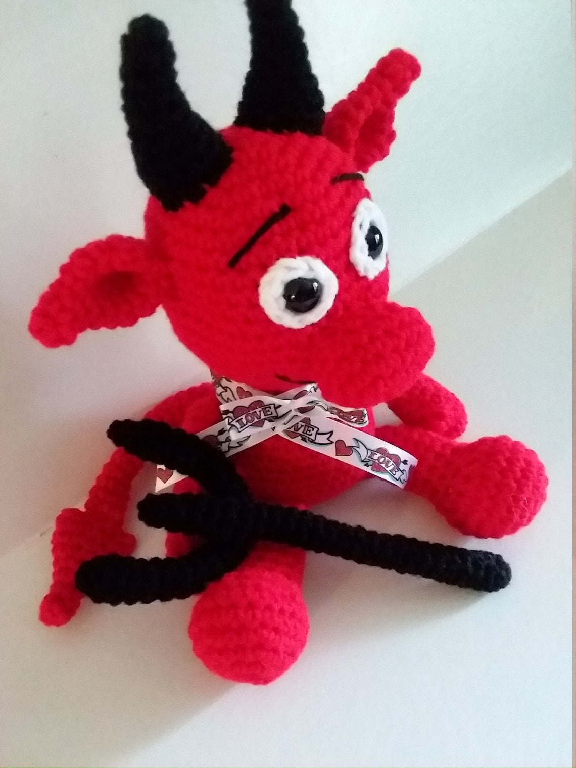 Crocheted Devil Devil Amigurumi Stuffed Devil Valentine - Etsy
