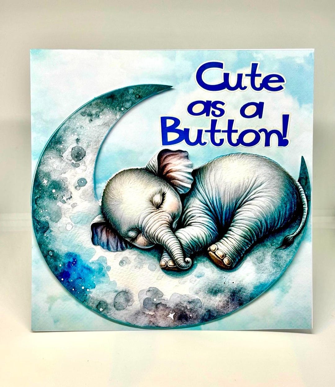 Baby Elephant Moon Rocker Card: Birthday, Any Occasion - Etsy