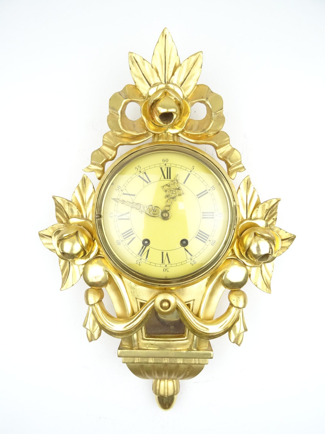 Vintage Wall Clock Swedish Design Cartel Gustavian Mid Century Antique ...