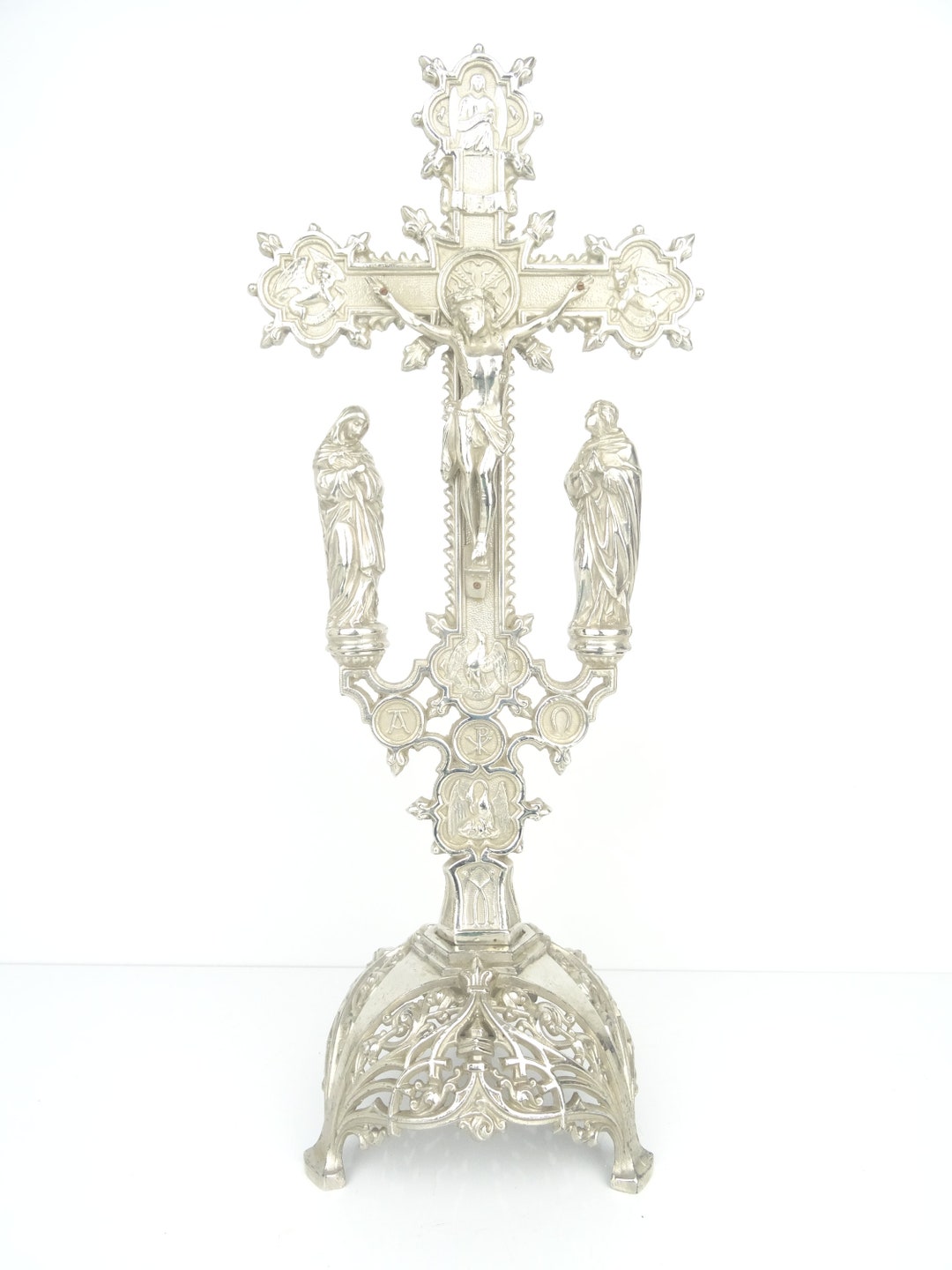 Antique Cross French Altar Antique Crucifix Jesus Virgin Mary St John ...