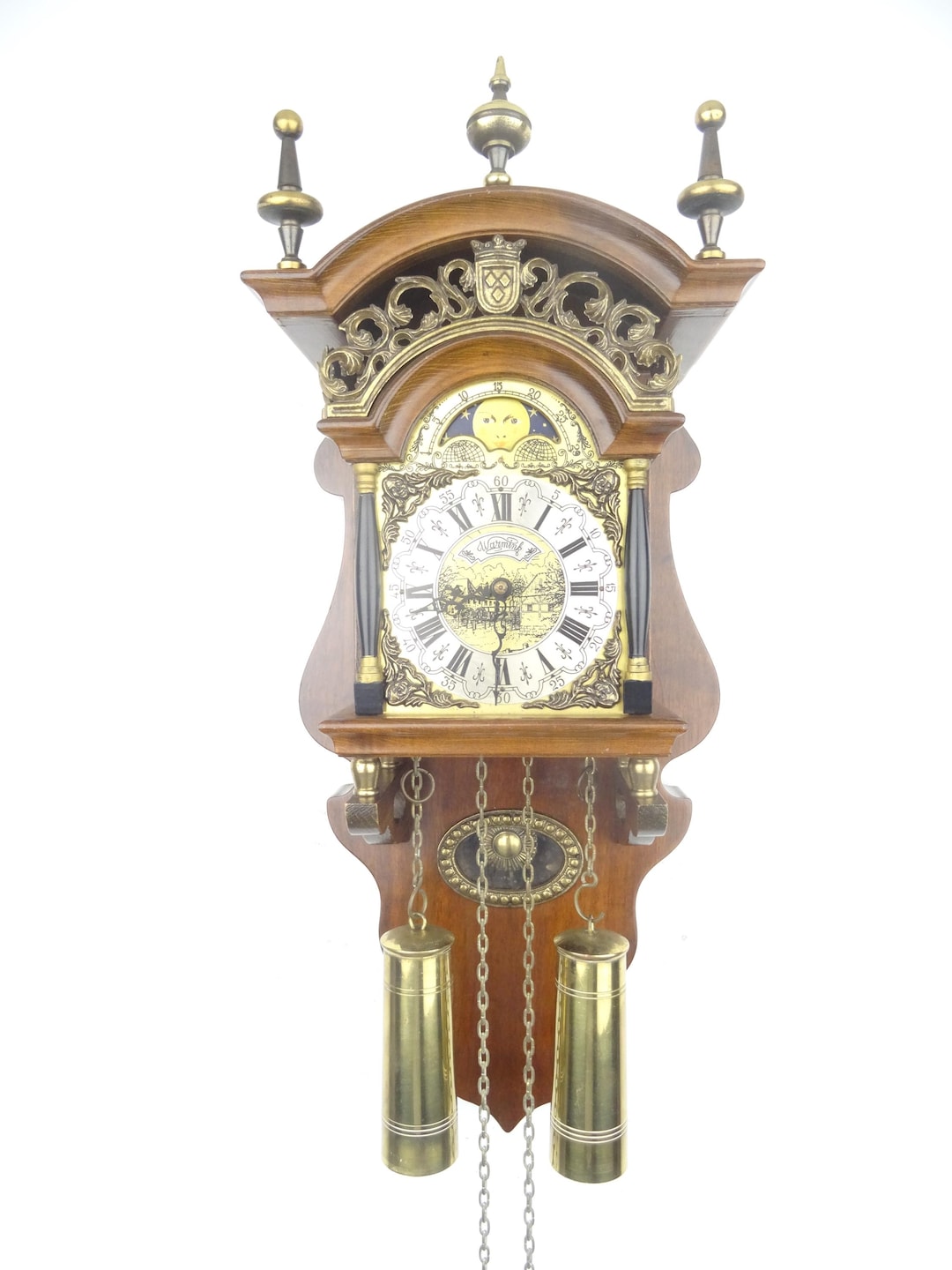 Antique Wall Clock Dutch Vintage Moon Phase Warmink Dutch Mid Century ...