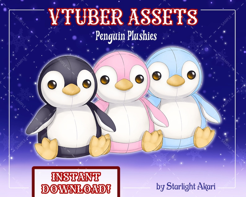 Vtuber / Pngtuber - Penguin Plush - Winter Holiday Collection - Etsy