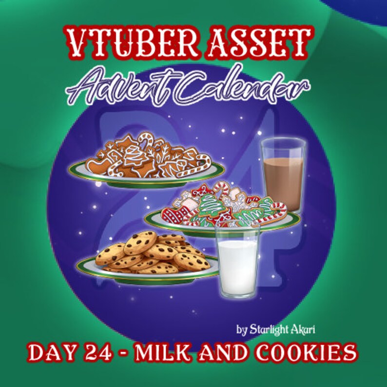 Vtuber / Pngtuber - Milk and Cookies - Winter Holiday Collection - Etsy