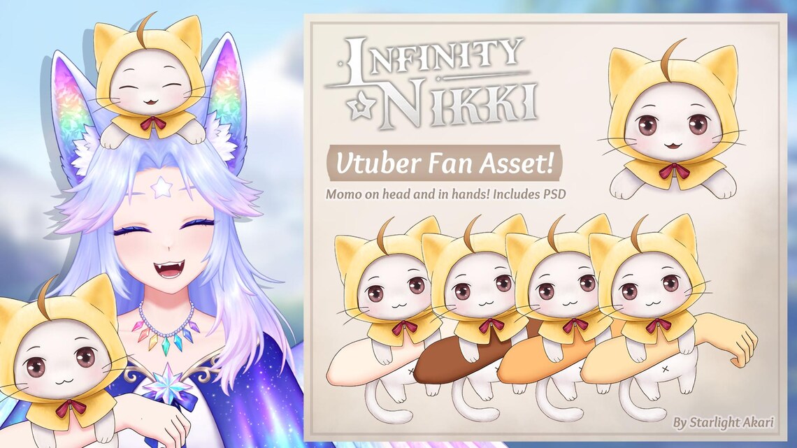 Infinity Nikki - Momo Pet PNG Vtuber Asset! (includes PSD for Custom ...