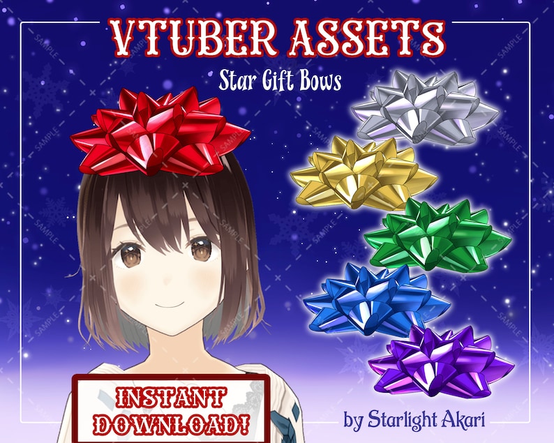 Vtuber / Pngtuber - Star Gift Bows - Winter Holiday Collection - Etsy