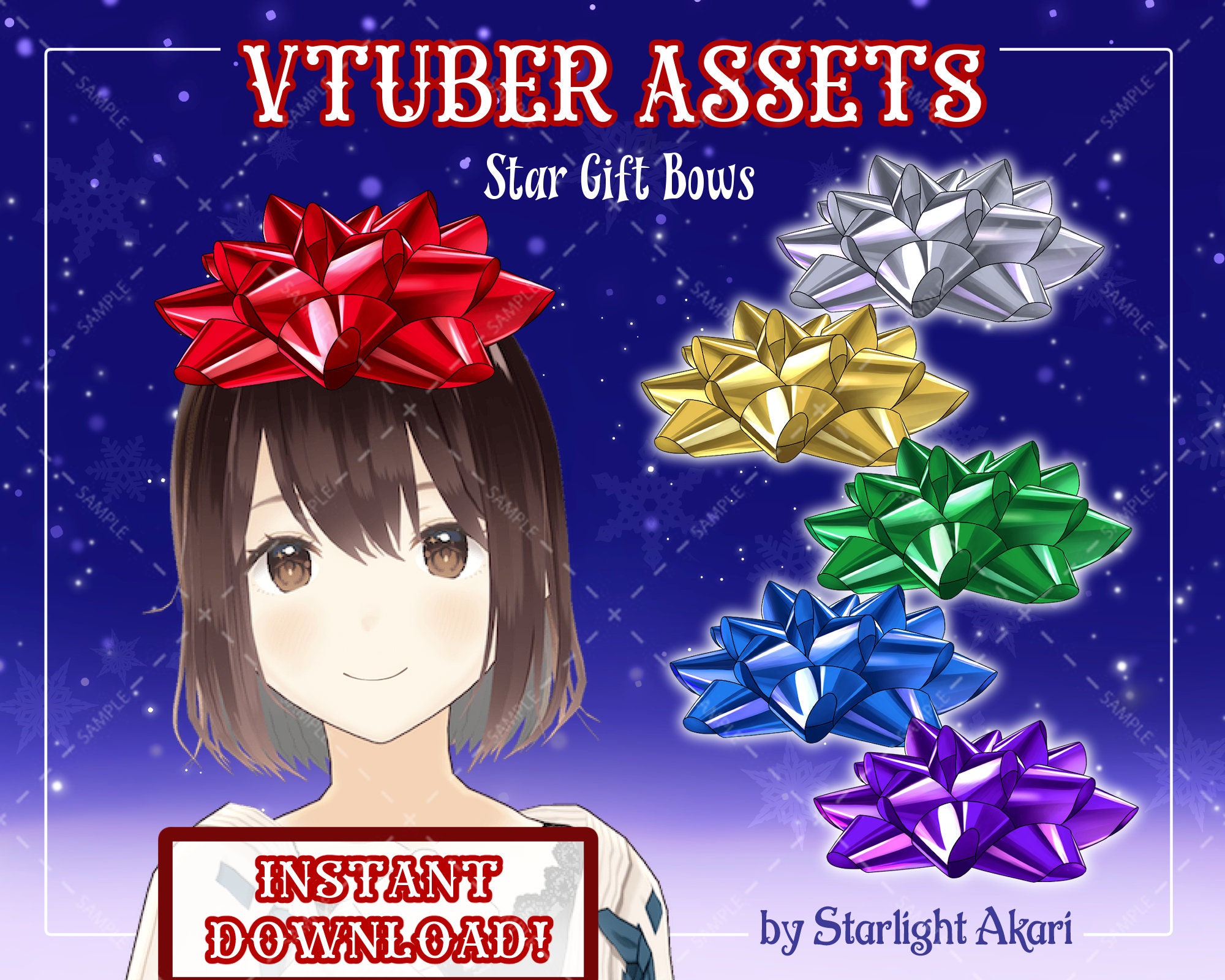 Vtuber / Pngtuber - Star Gift Bows - Winter Holiday Collection - Etsy
