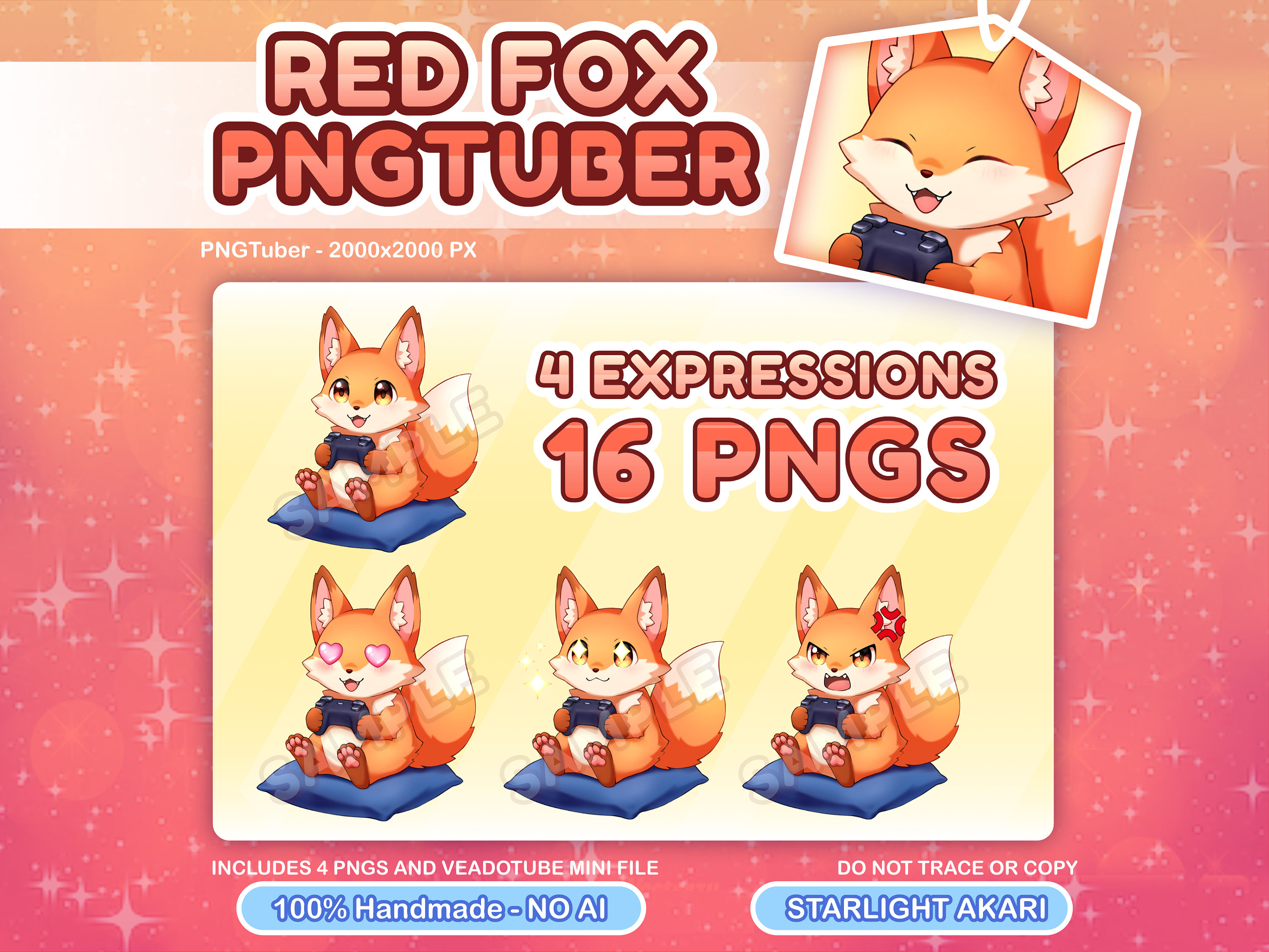 Pngtuber - RED FOX Vtuber Model for OBS Stream (or Used as Stream ...