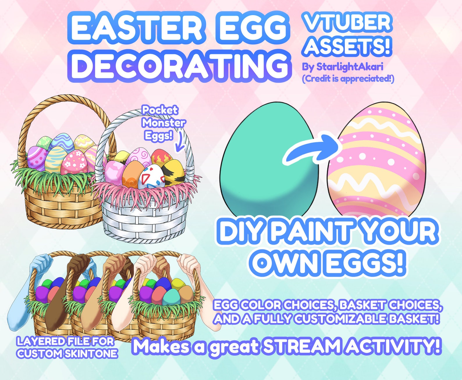 Vtuber / Pngtuber Assets - Easter Basket Decorating, Easter Eggs ...