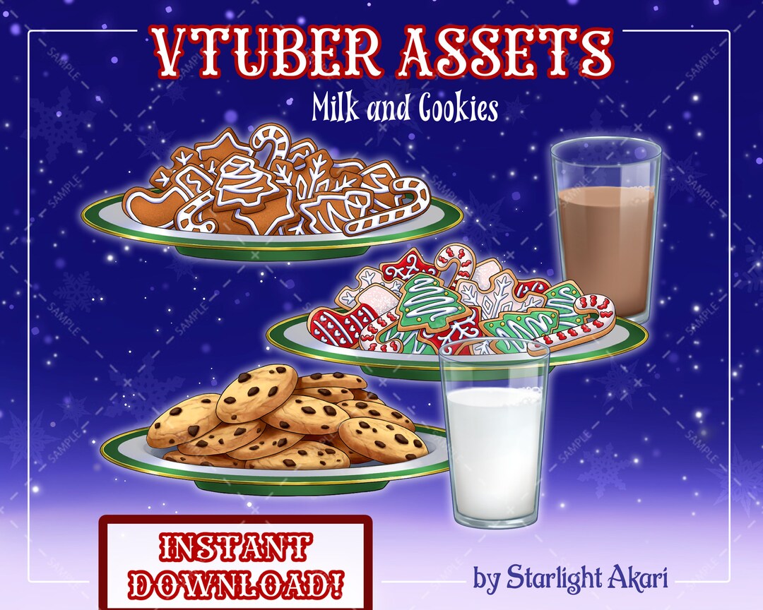 Vtuber / Pngtuber - Milk and Cookies - Winter Holiday Collection - Etsy