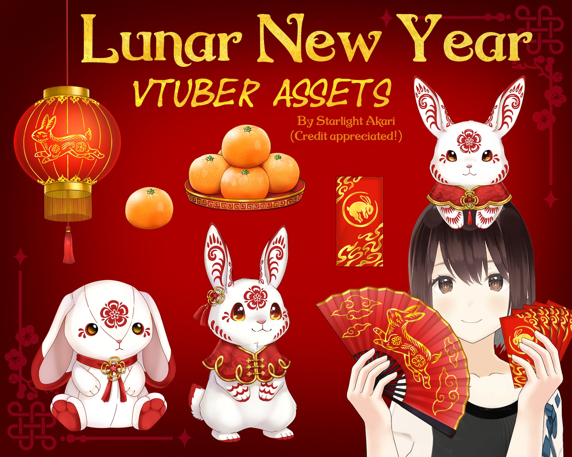 Vtuber Year of the Rabbit Lunar New Year / Chinese New Year Asset ...