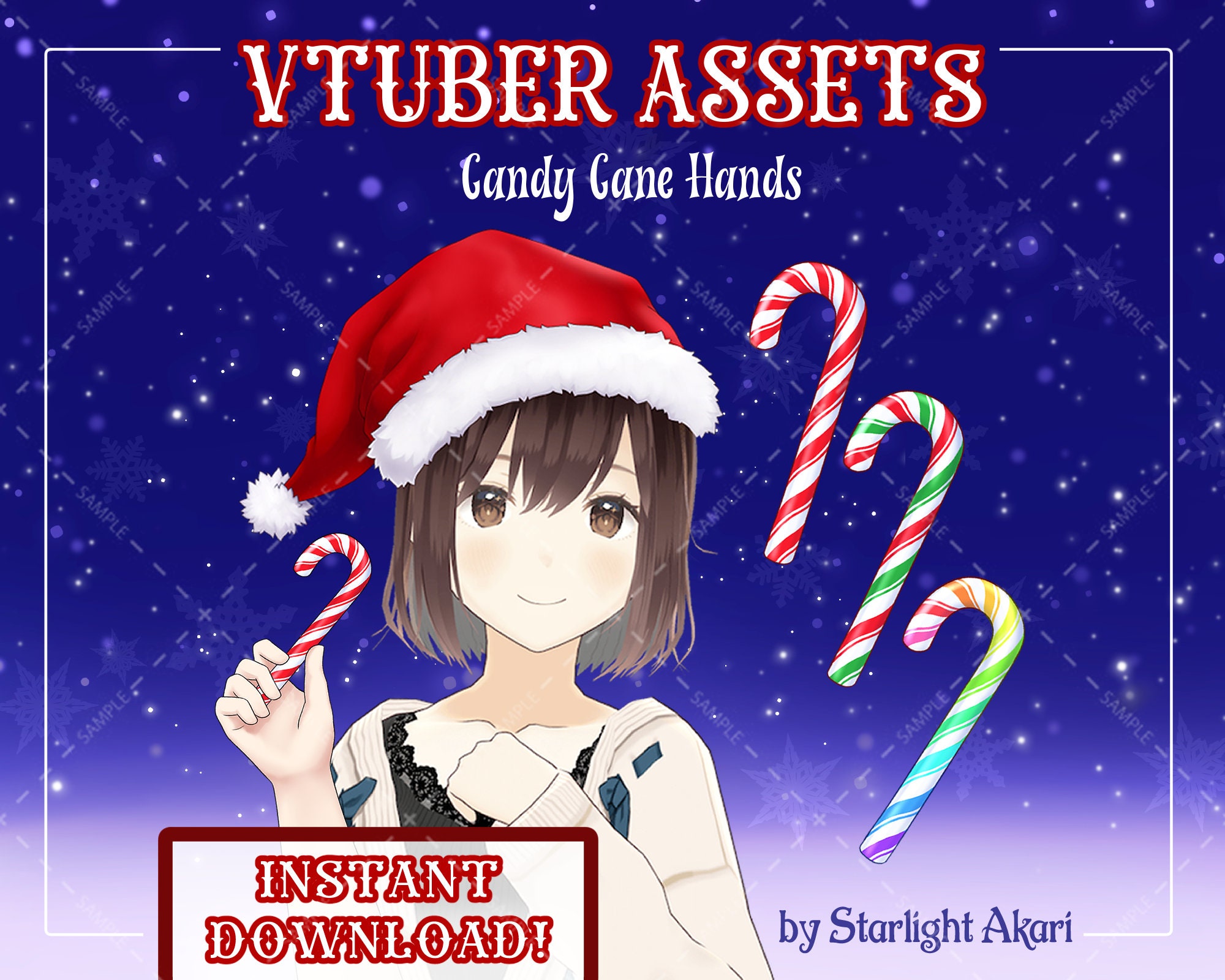 Vtuber / Pngtuber Candy Cane Hands Winter Holiday Collection - Etsy