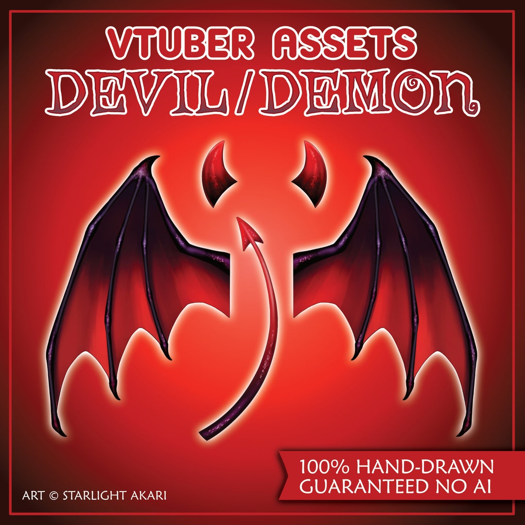 Vtuber Devil / Demon Wings, Horns, Tail Assets - Etsy