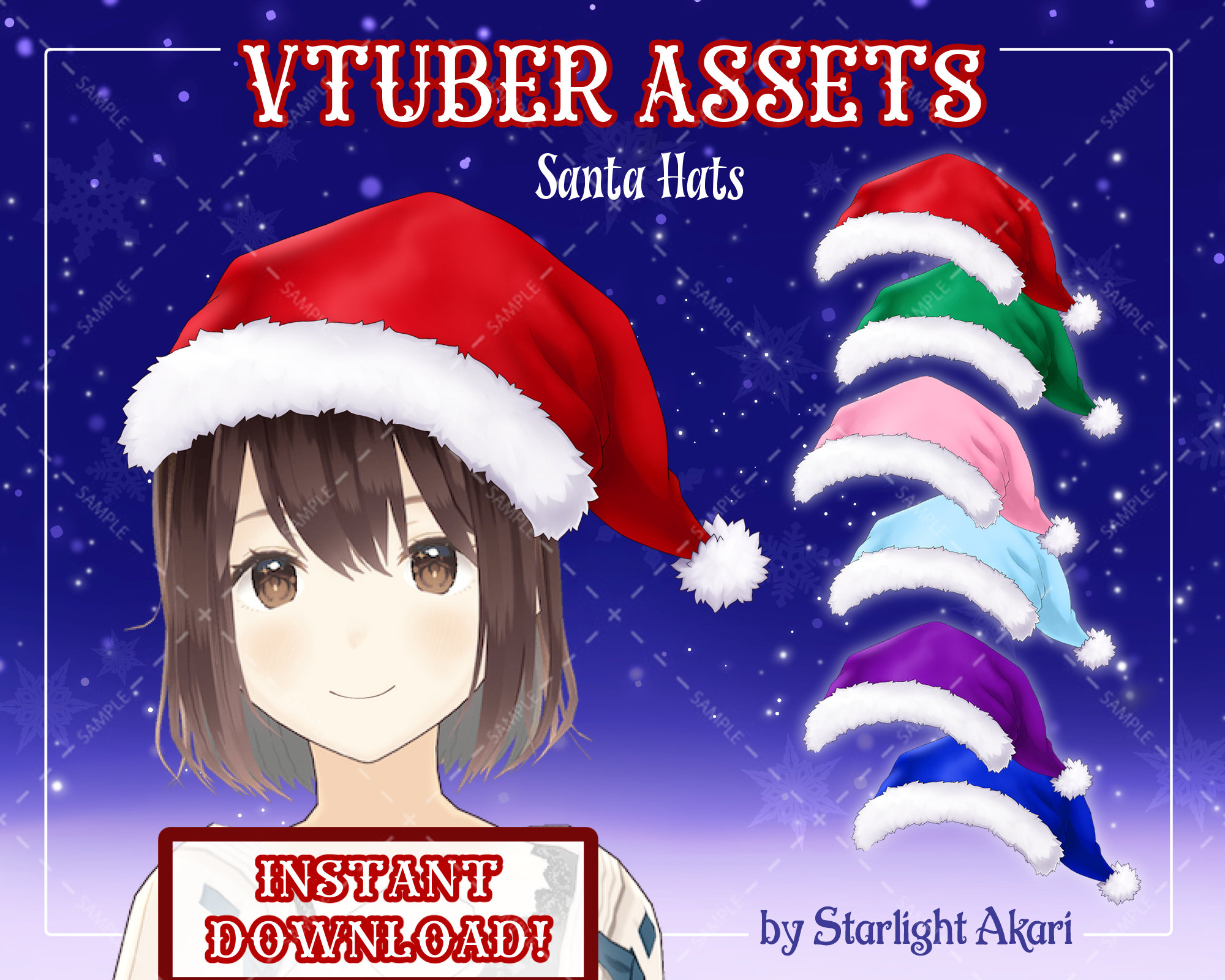 Vtuber / Pngtuber Santa Hat Asset Winter Holiday Collection - Etsy
