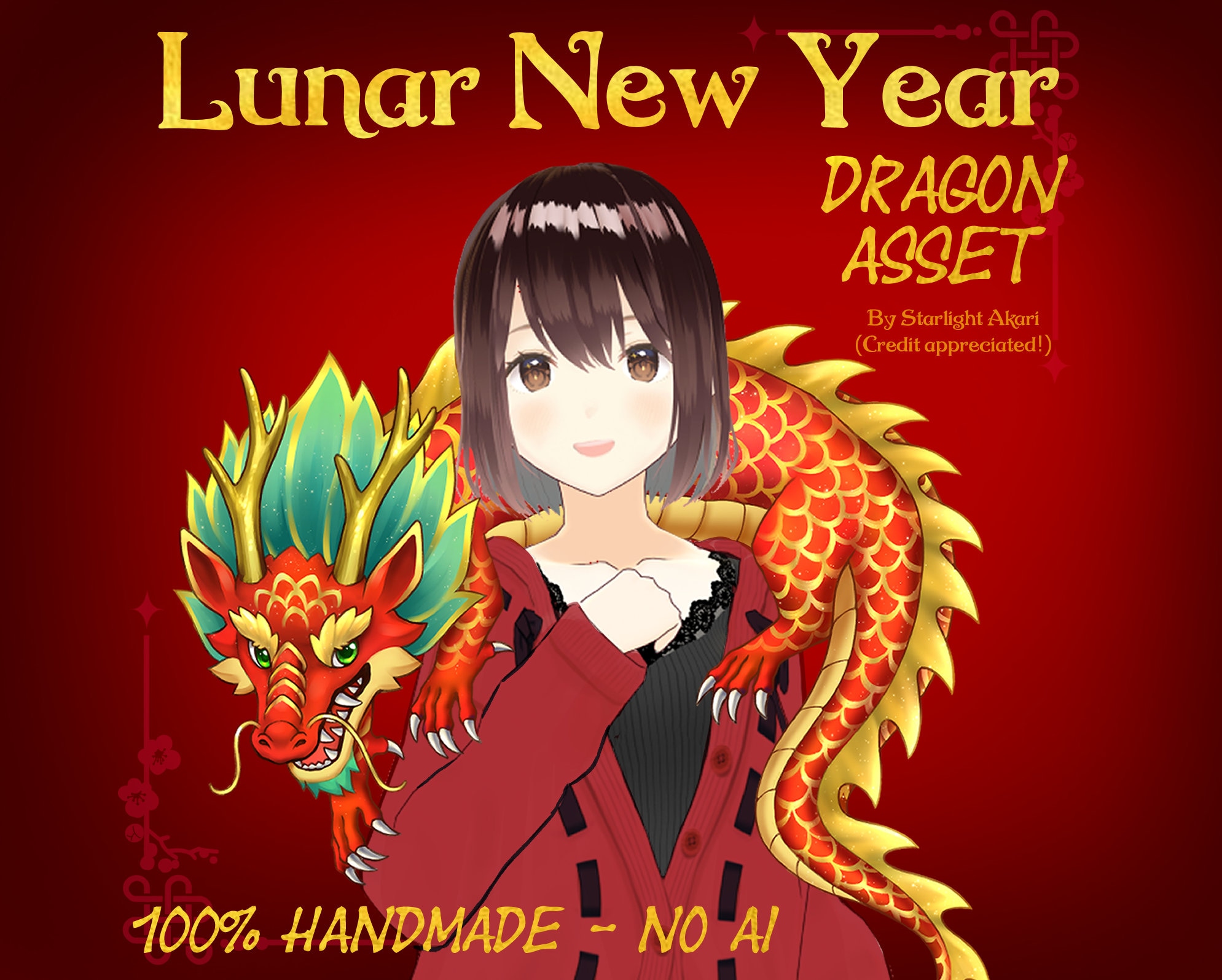 Vtuber / Pngtuber Assets - Lunar New Year Dragon (unique Sitting Design!) - Etsy