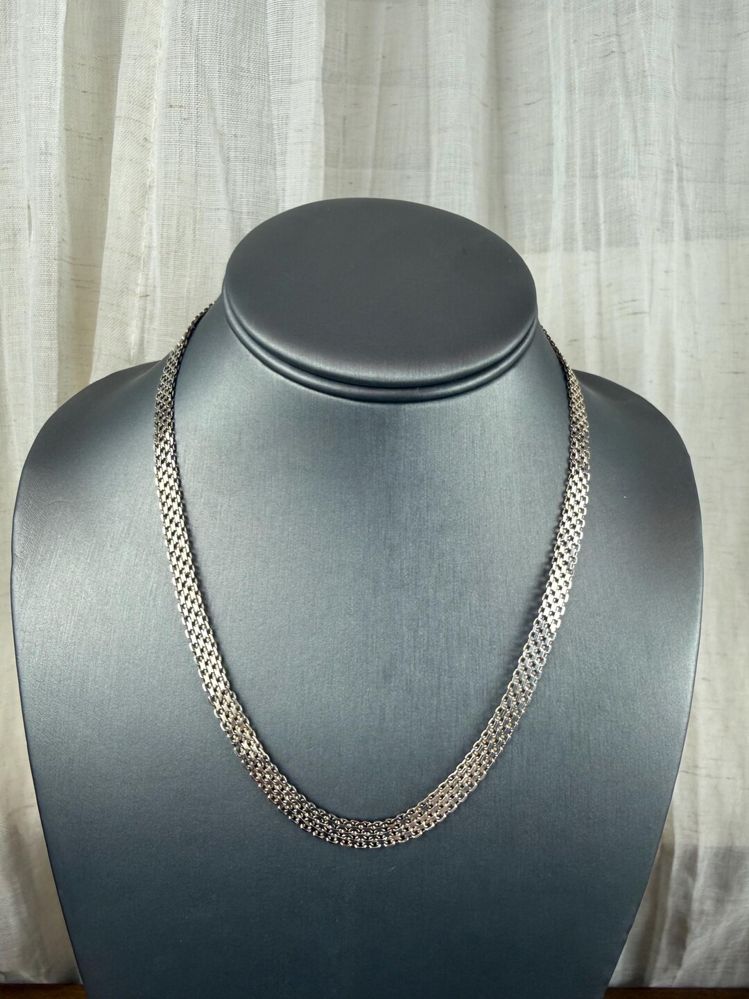 Vintage Italian Sterling Silver Mesh Necklace 18” FAS Italy 925 Classic ...
