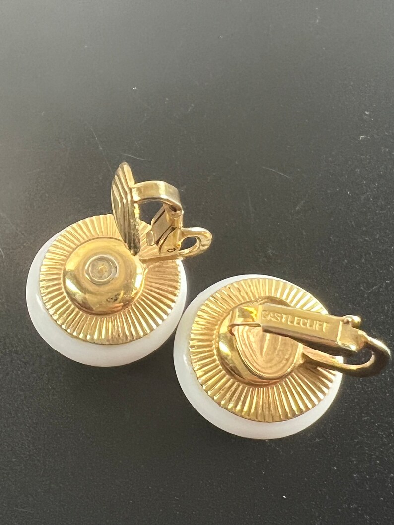 Vintage Castlecliff Milk Glass Button Clip on Earrings 1960s - Etsy