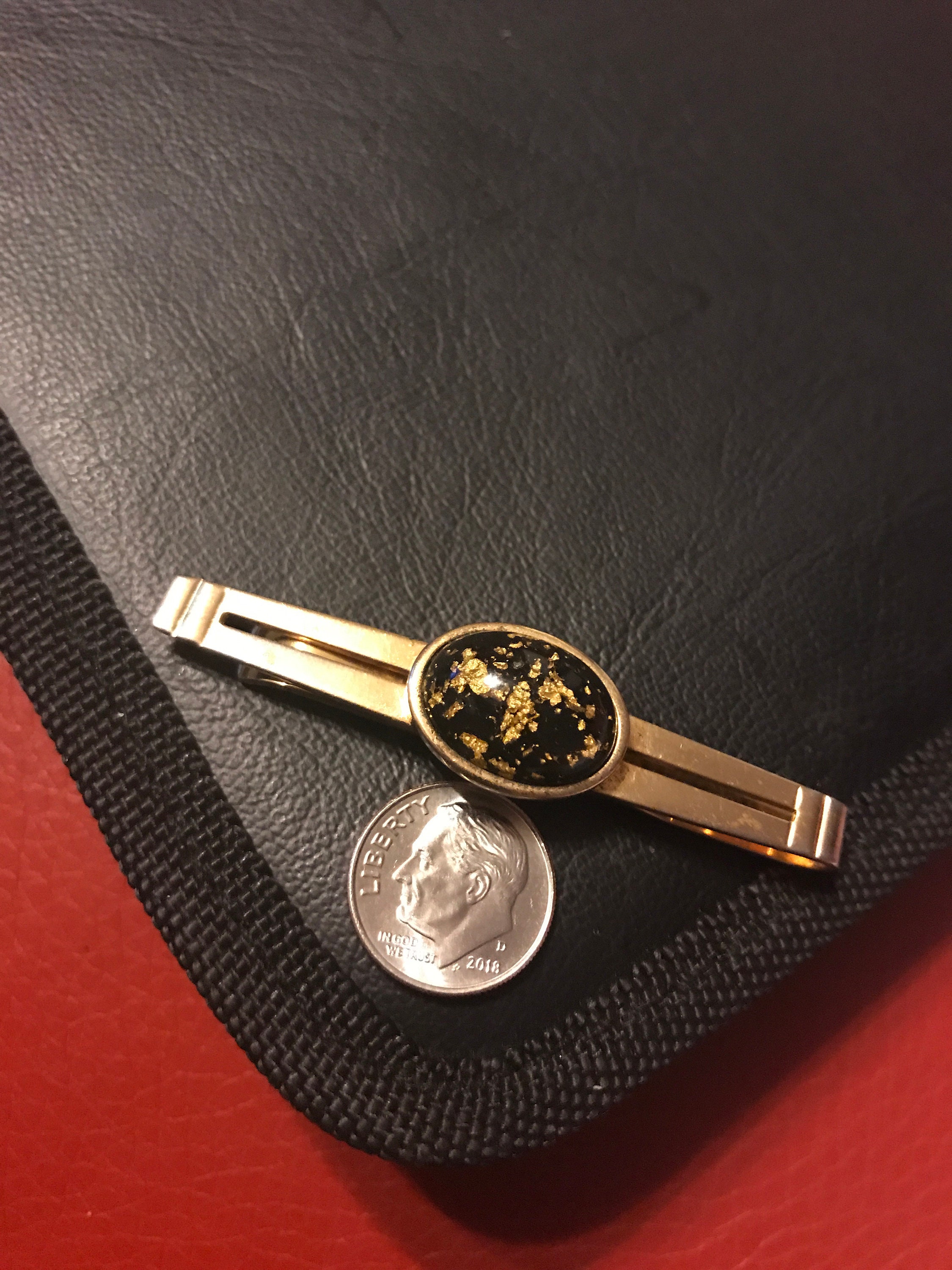 Vintage Anson Gold Tone Gold Flakes Lucite Tie Clip-vintage Men ...