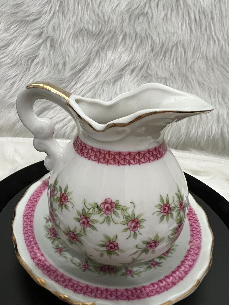 Lefton China Small Creamer and Saucer Set - Etsy