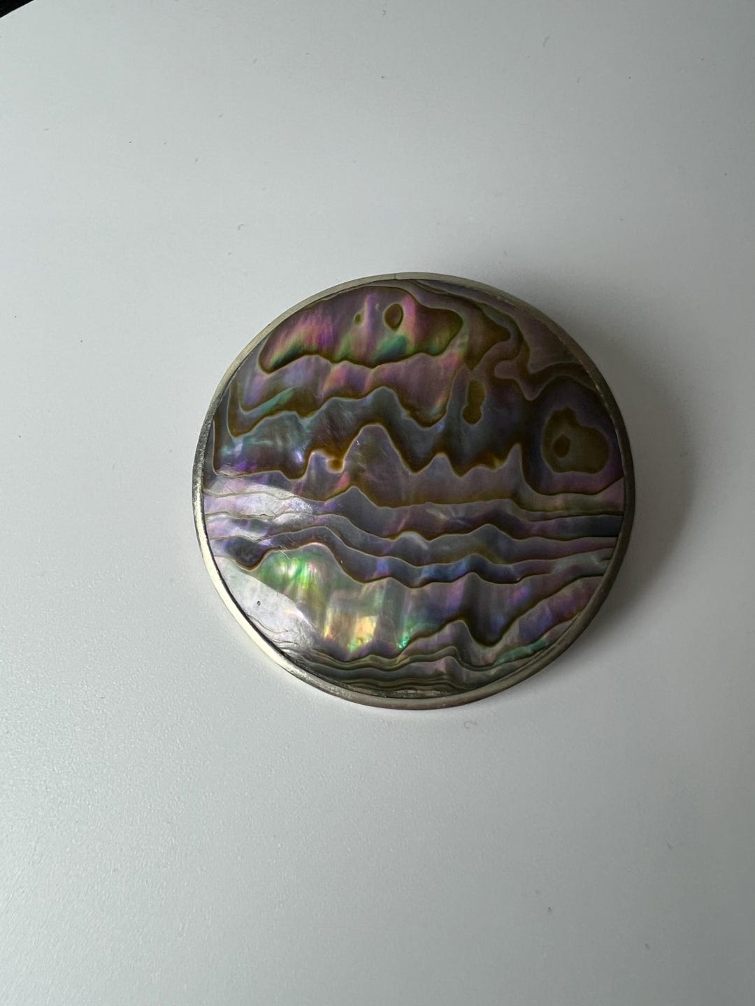 Vintage Alpaca Abalone Shell Brooch/pendant - Etsy