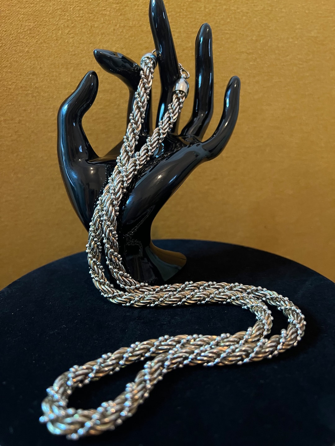 Vintage Two Tone Twisted Rope Necklace Gold Tone/silver Tone Rope ...