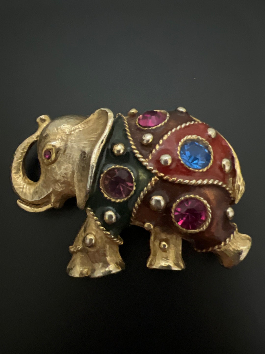 Vintage Elephant Trunk up - Faceted Multi Color Crystal- Colorful ...