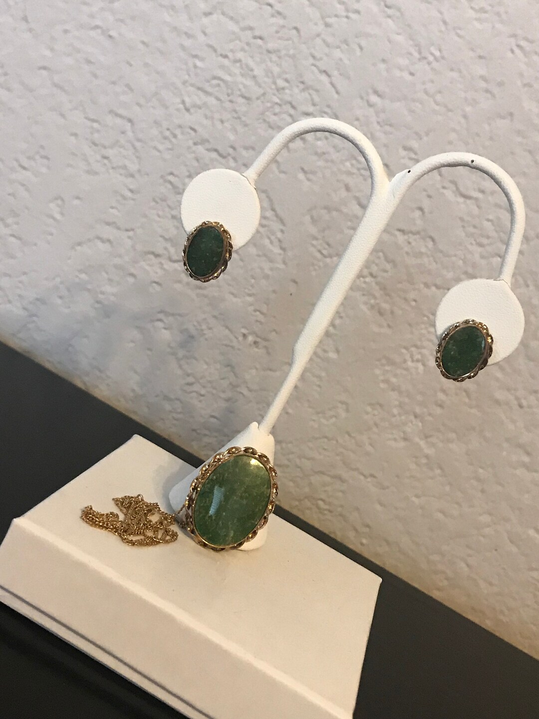 Vintage A&Z Hayward 12k GF Jade Pendant/brooch Necklace Screw Earring ...