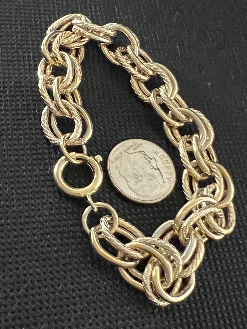 Germany Texture Gold Tone Double Link Chain Bracelet Signed Germany - Etsy