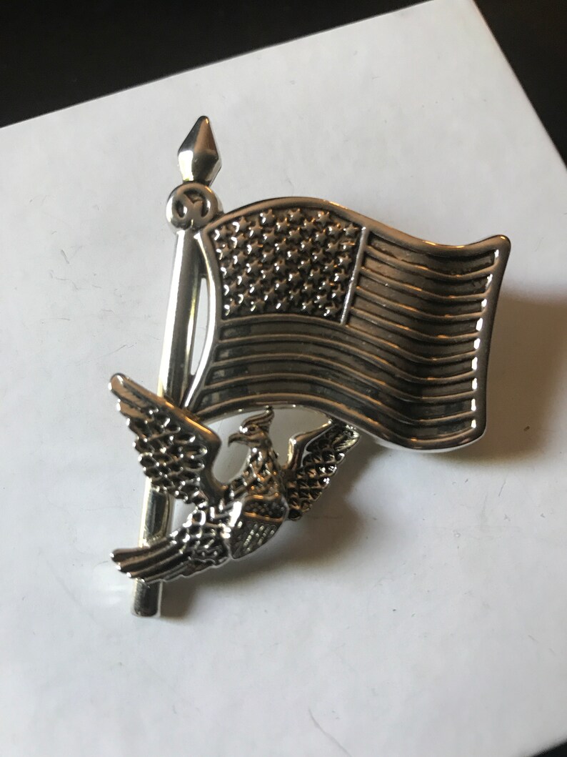 Patriotic Silver Tone Flag With Eagle Carrying Shield - Etsy