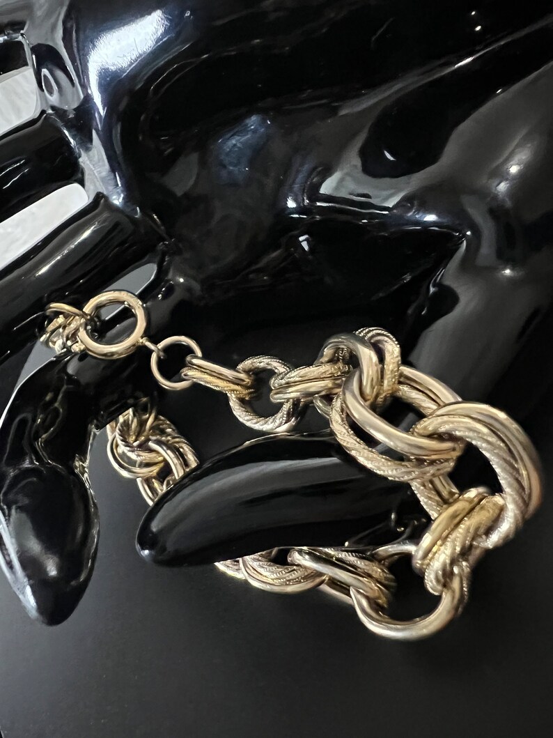 Germany Texture Gold Tone Double Link Chain Bracelet Signed Germany - Etsy