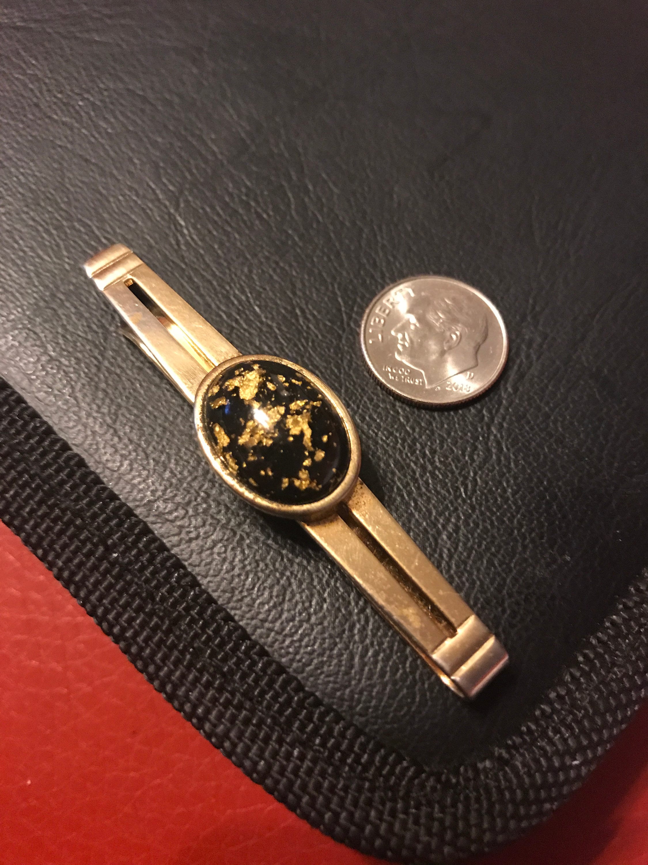 Vintage Anson Gold Tone Gold Flakes Lucite Tie Clip-vintage - Etsy