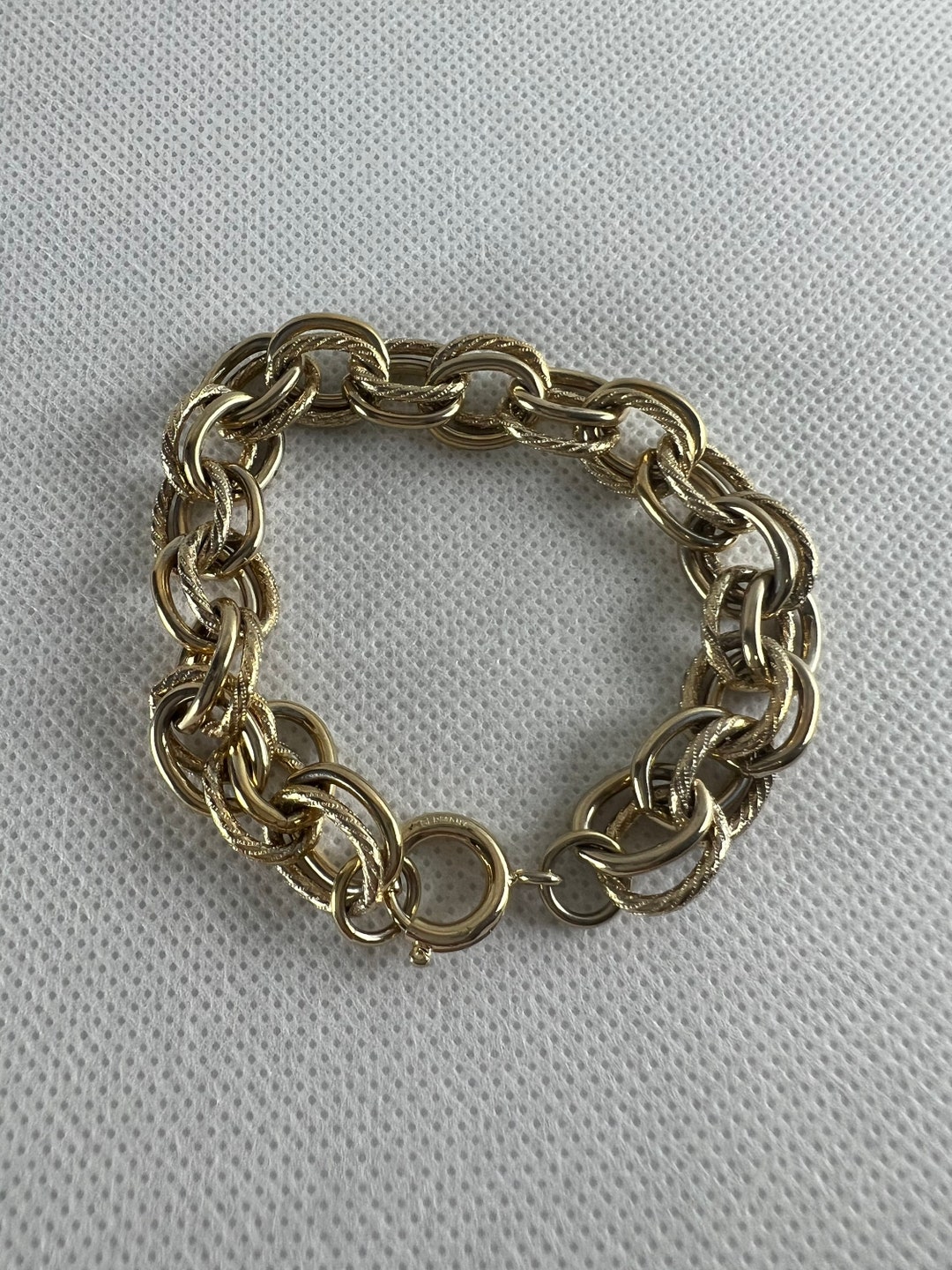 Germany Texture Gold Tone Double Link Chain Bracelet Signed Germany - Etsy