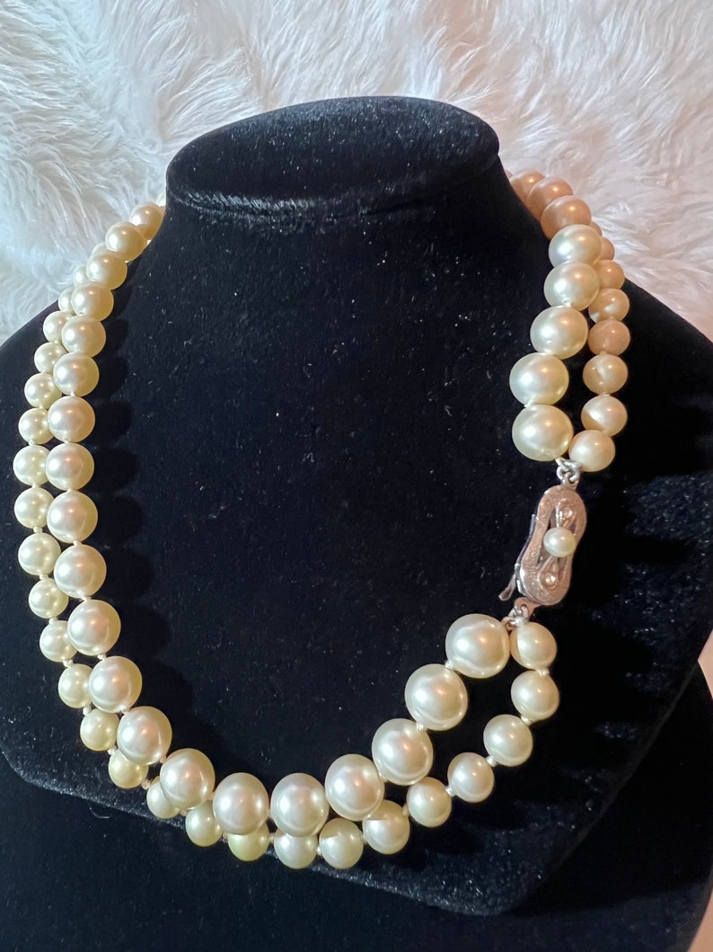 Vintage Pm 70 Double Strand Majorica Pearl Choker Necklace- Simulated ...