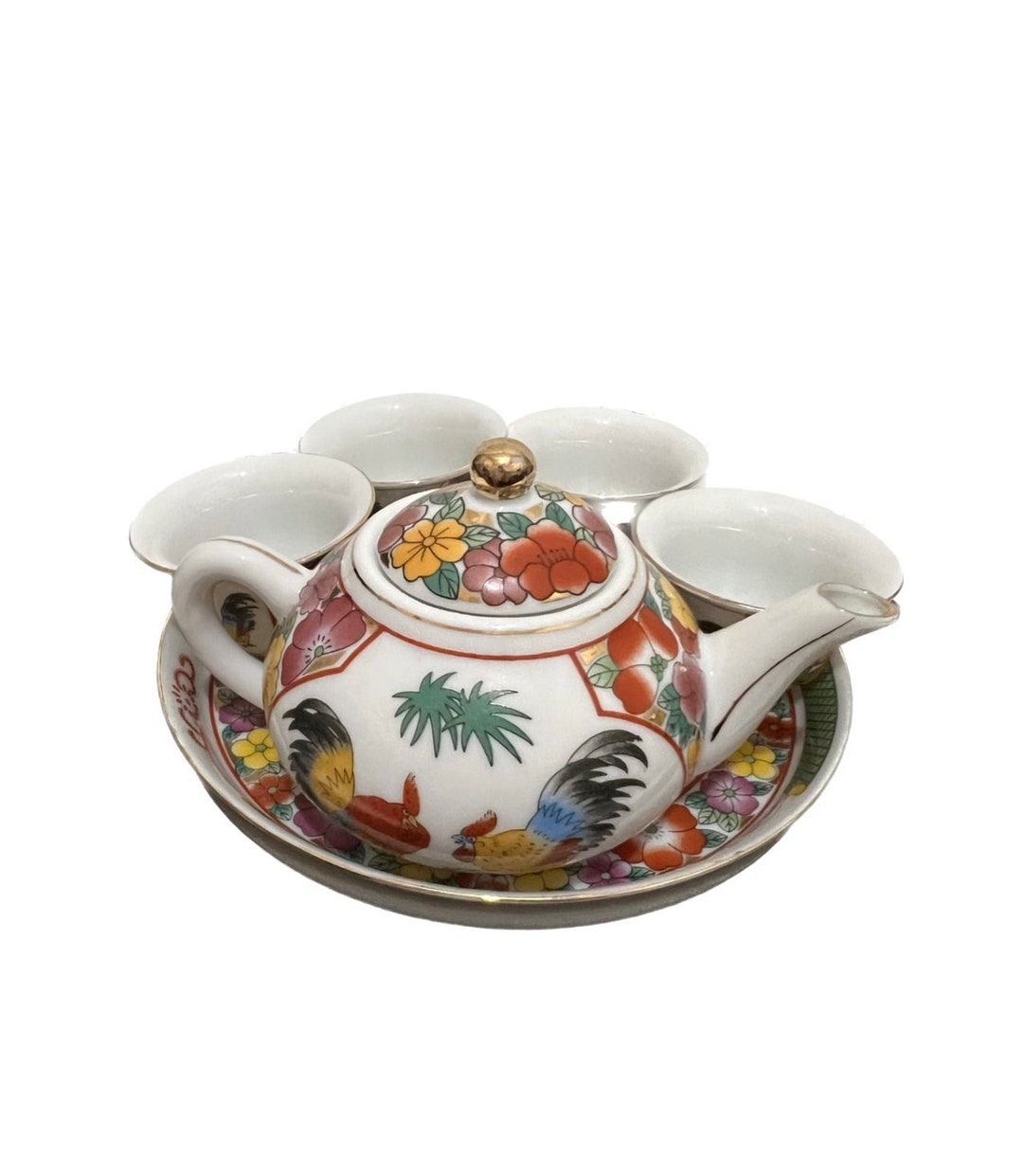 Chinese Tea Set W/roosters, for Decoration Only - Etsy