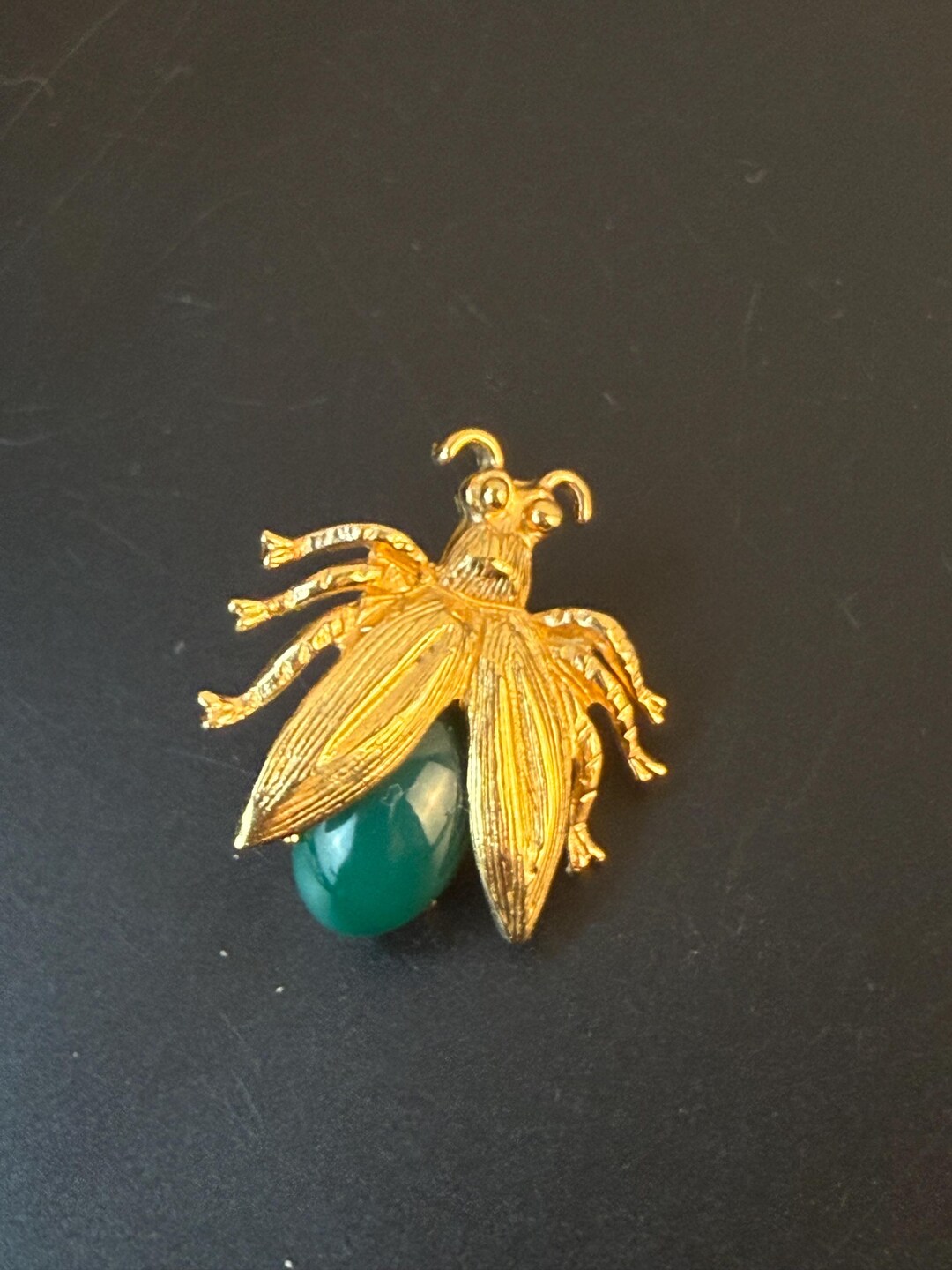 Vintage Gold Tone Bug Insect Tack Pin With Green Cabochon Stone – 1 1/4 ...