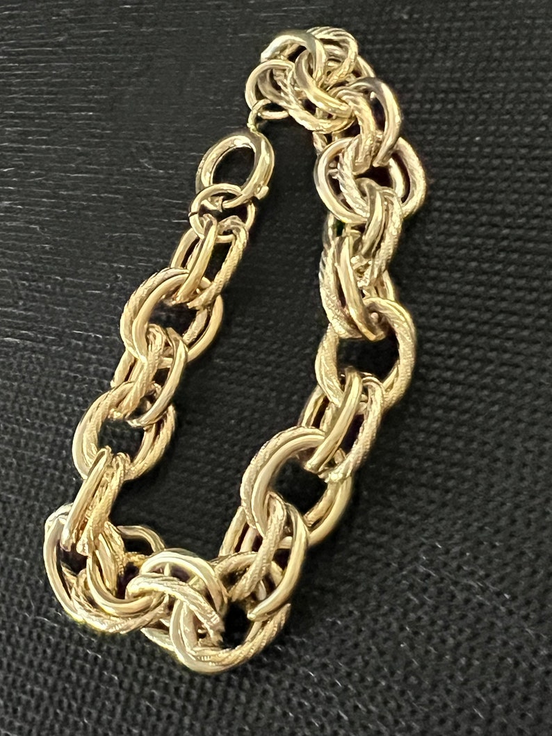 Germany Texture Gold Tone Double Link Chain Bracelet Signed Germany - Etsy