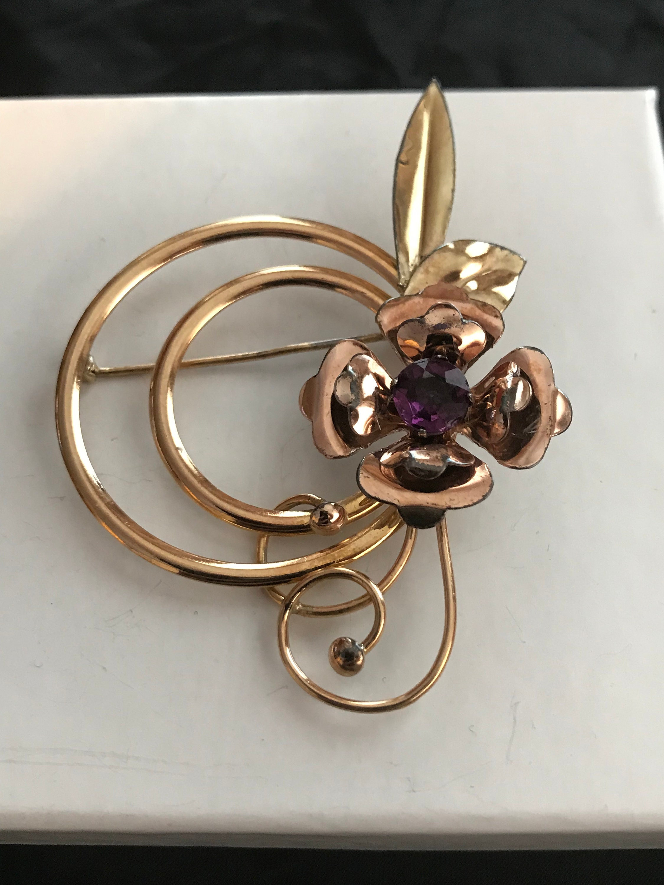 Harry Iskin 1/20 10k GF Amatista Color Rhinestone - Etsy España