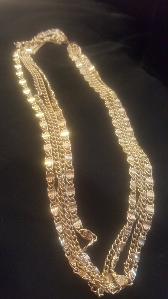 Sarah Coventry, 4 Strand Gold Tone Chain Necklace & M… - Gem