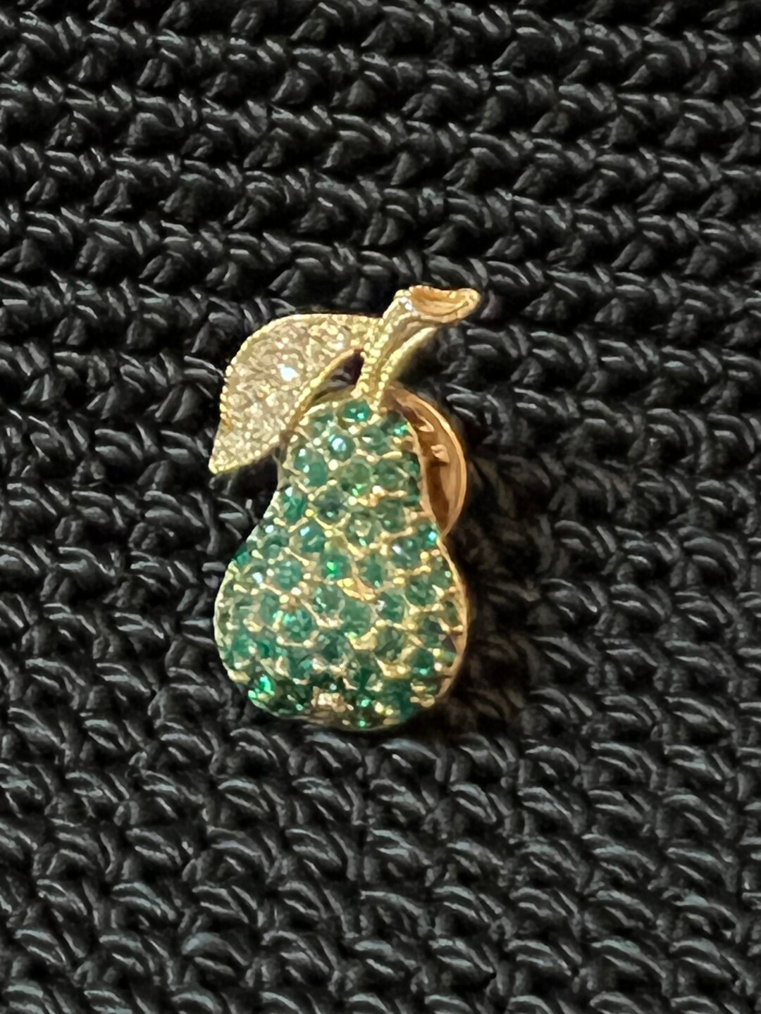 Vintage Ballou Reg’d Green & Clear Rhinestone Pear Tie Tack Pin- Tie ...
