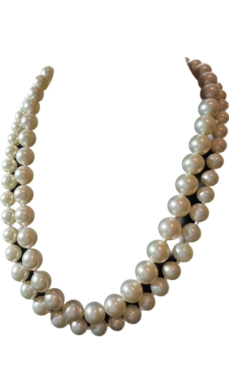 Vintage Pm 70 Double Strand Majorica Pearl Choker Necklace- Simulated ...
