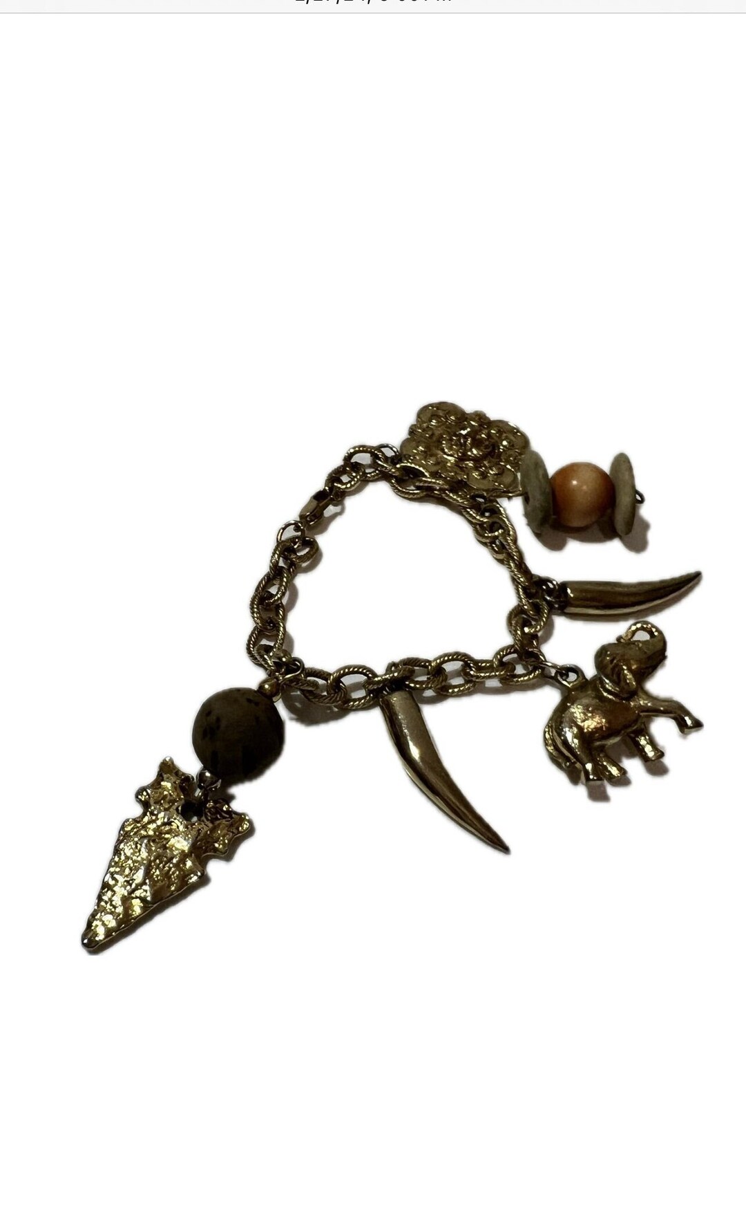 Vintage Gold Tone Tribal Chain Bracelet Étnico Safari Elephant-lion ...