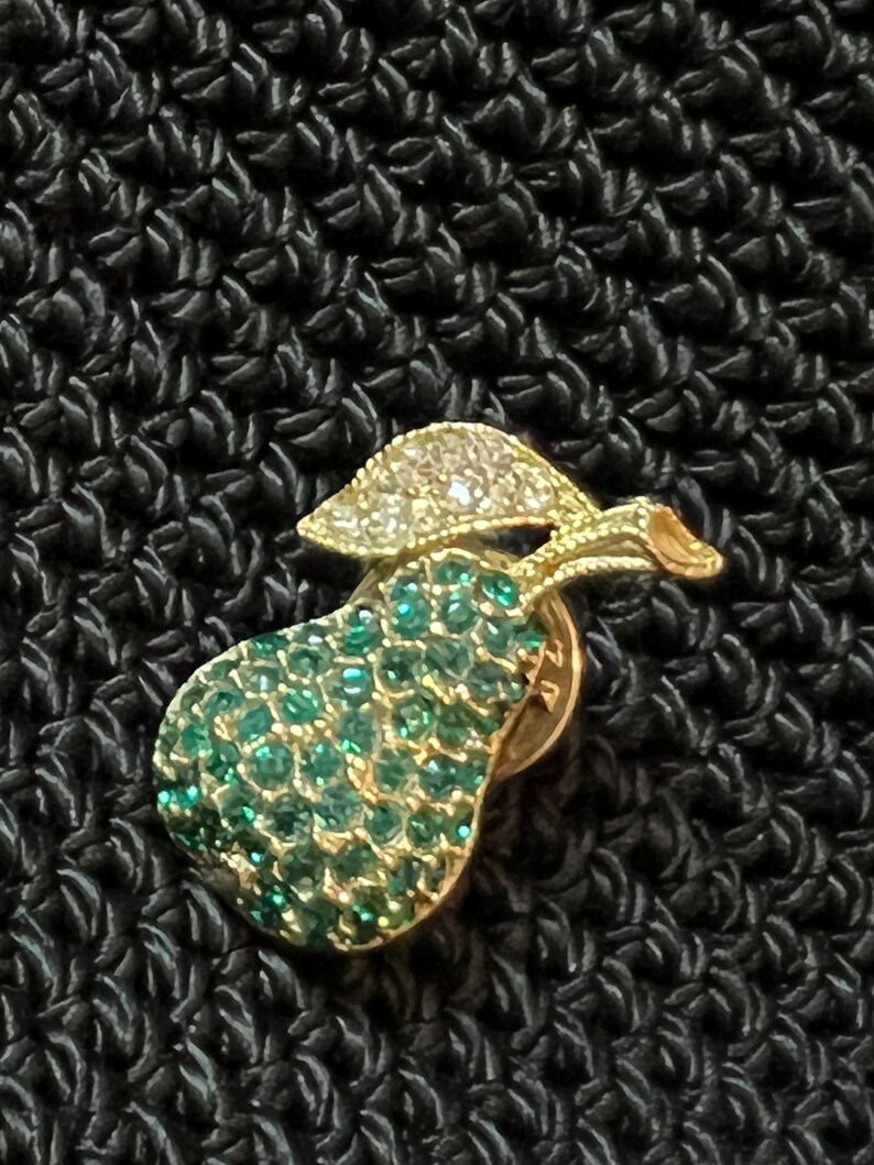 Vintage Ballou Reg’d Green & Clear Rhinestone Pear Tie Tack Pin- Tie ...