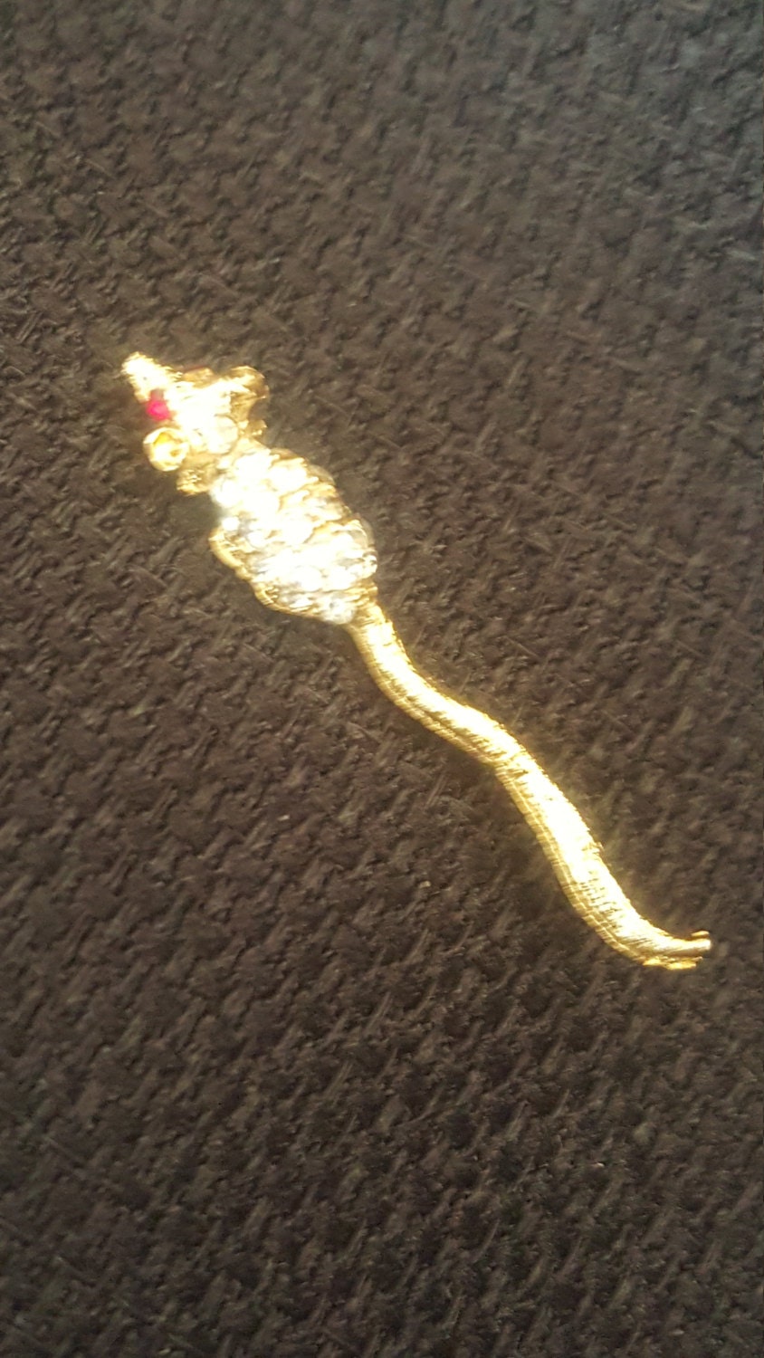 Vintage Gold Tone Rhinestone Mouse Lapel Pin tie Tack ballou REG'D. - Etsy