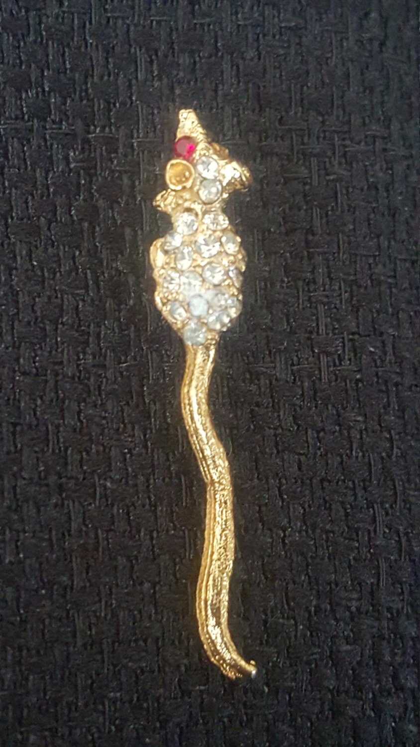 Vintage Gold Tone Rhinestone Mouse Lapel Pin tie Tack ballou REG'D. - Etsy