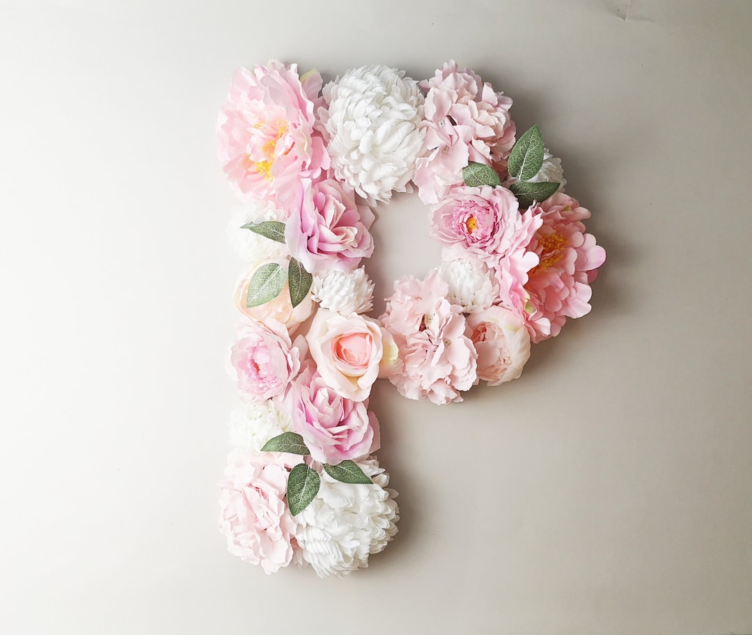 Large Flower Letter, Pink Floral Letter, Baby Girl Nursery Name, Flower ...