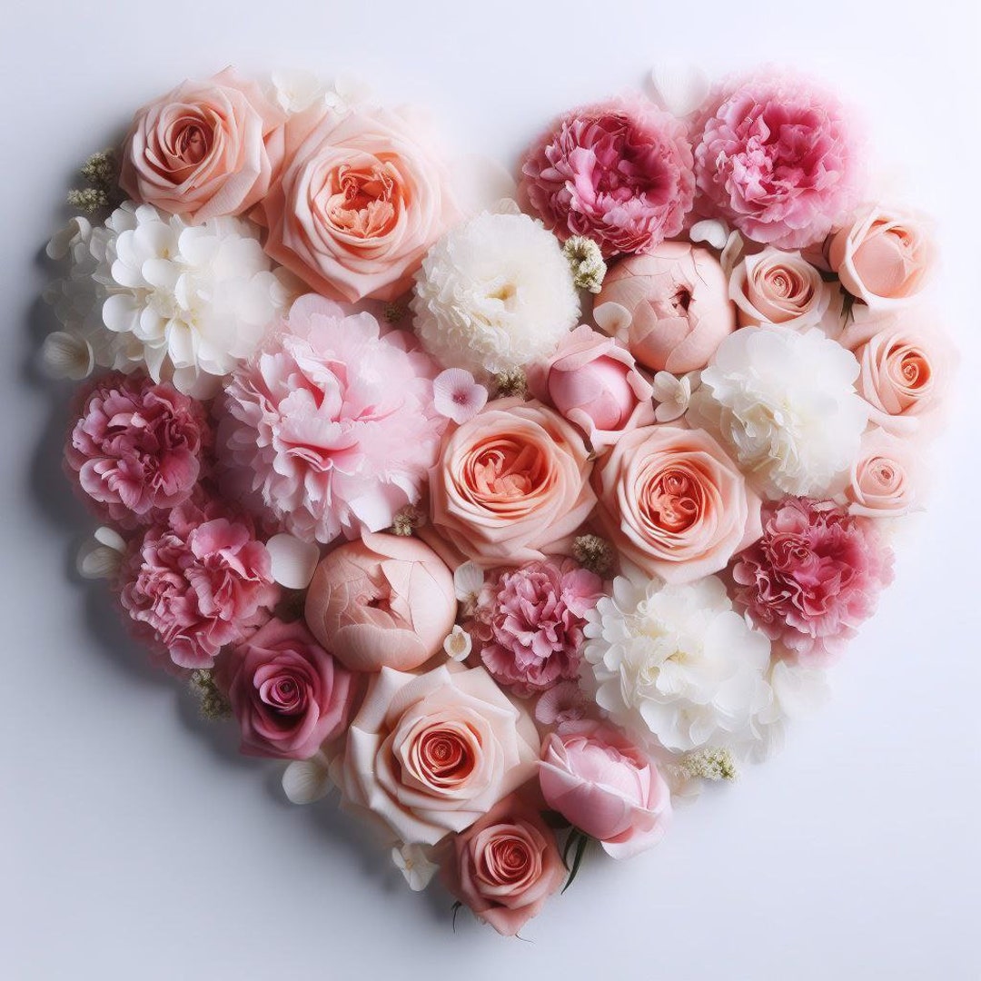 Large Wedding Heart Flower Heart Wedding Day, Boho Bride Floral Heart ...