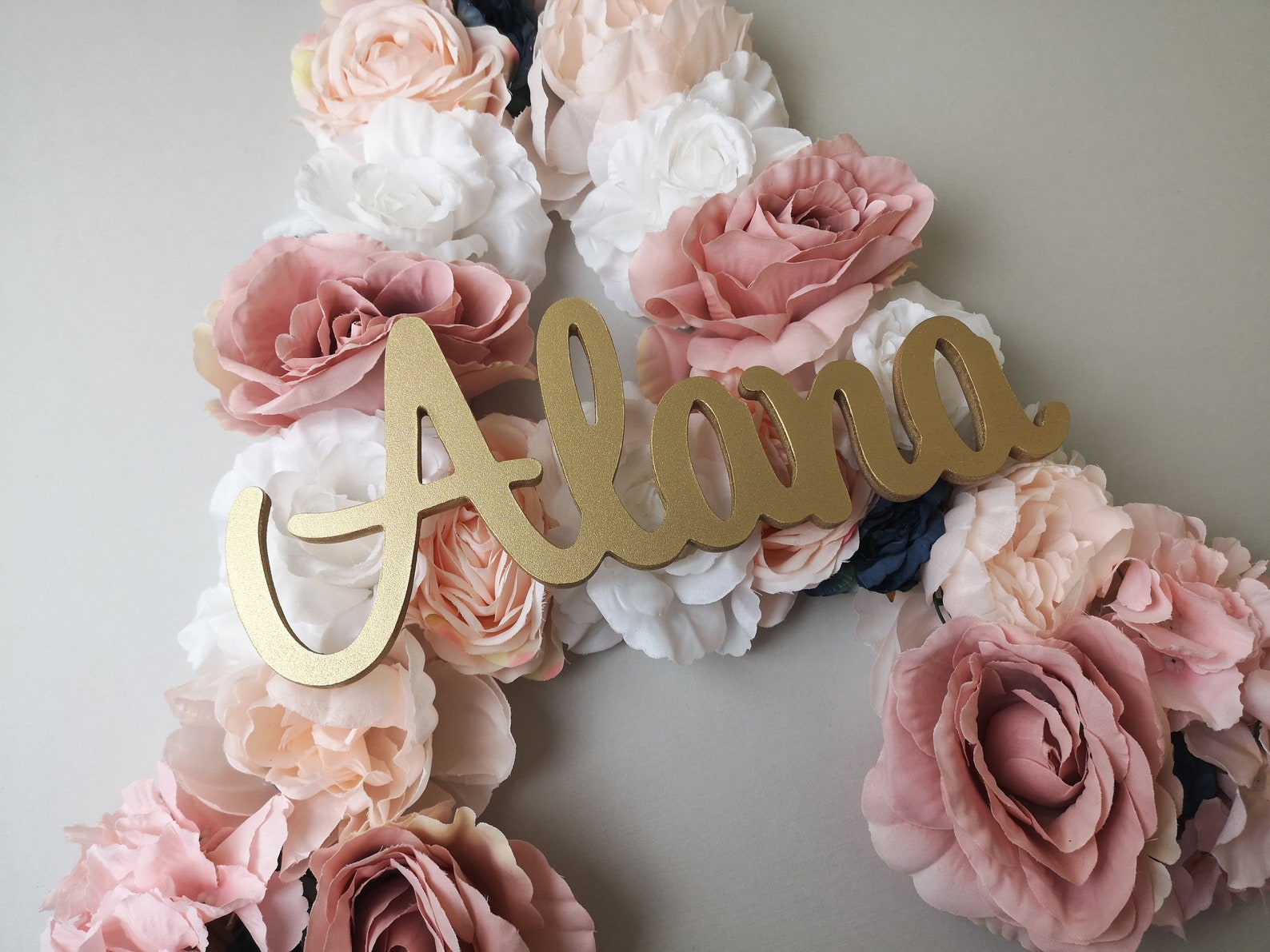 Romantic Blush Pink Flowers Floral Name Nursery Sign | Etsy
